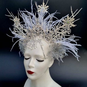 White Lace Snowflake,ice Crown,kokoshnik,snow Queen Twig Crown,ice,snow ...