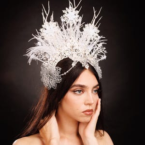 White Lace Snowflake,ice Crown,kokoshnik,snow Queen Twig Crown,ice,snow ...