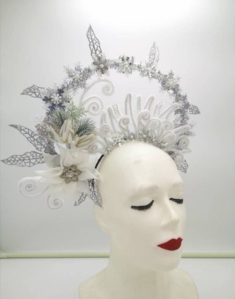 Snowflake Headpiece, White Silver Kokoshnik, Snow Queen Crown - Etsy