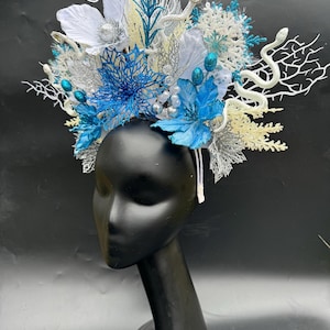 White,silver,blue Snow Queen Crown,blue Poinsettia Snakes Crown,ice ...