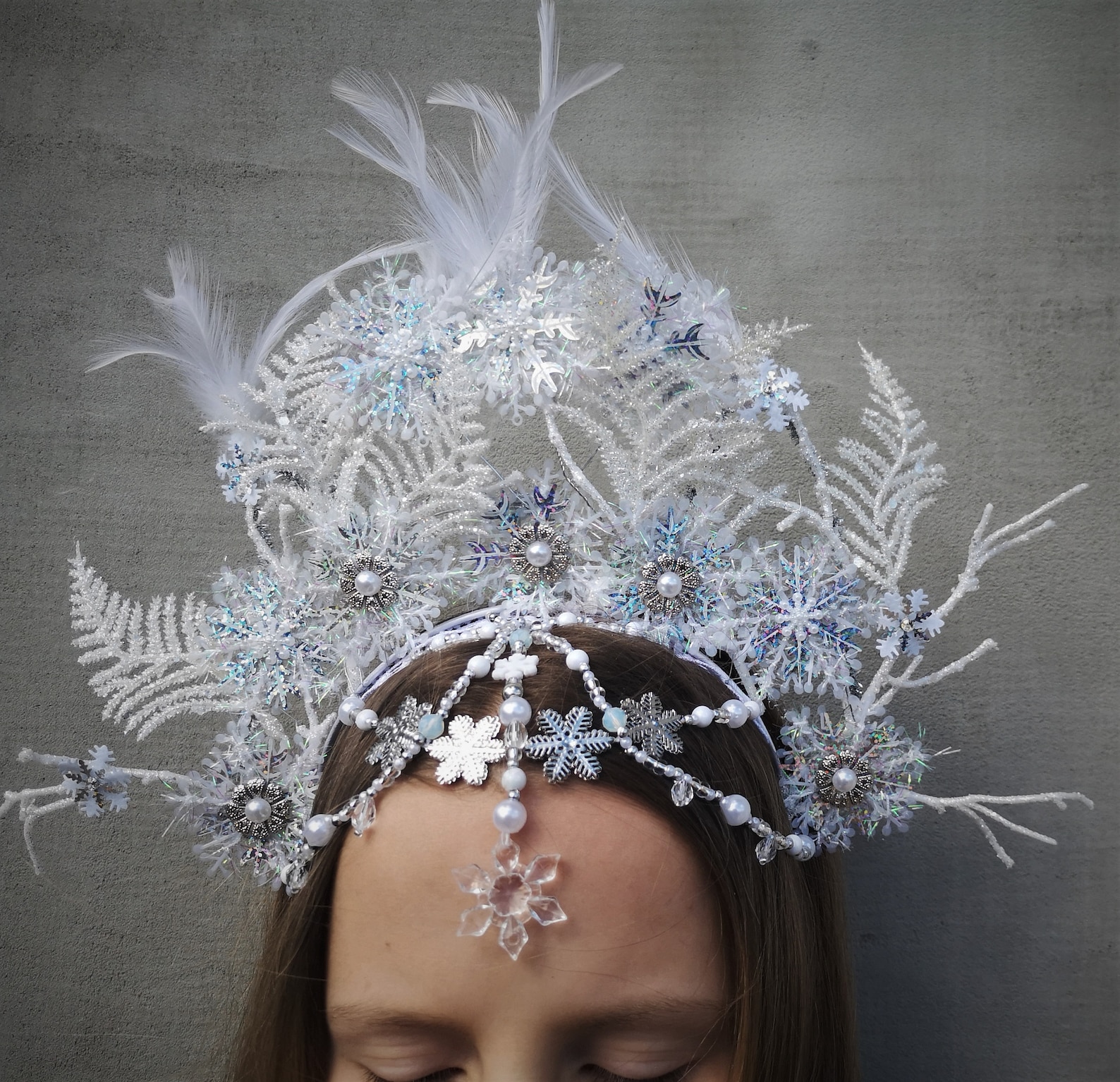 White Lace Snowflake Crownkokoshniksnow Queen Twig - Etsy