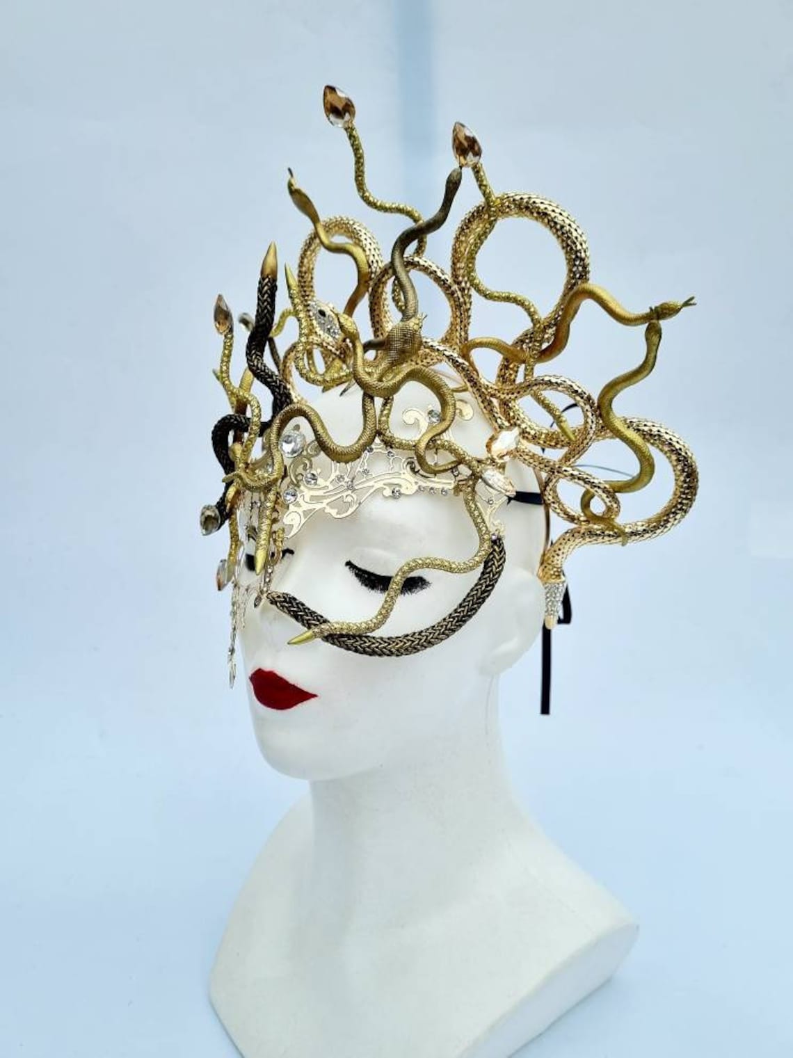 Gold Snake Mask With Crownmedusa Masquerade Mask With - Etsy