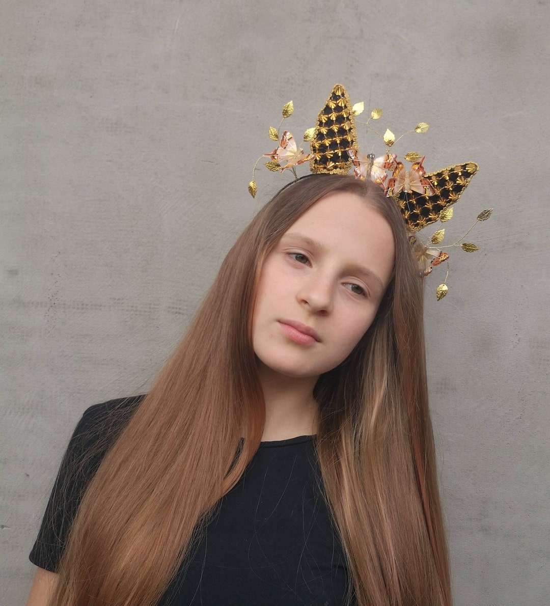 Gold Spiked Ears,butterfly,leaf Headband, Gold Horns Headband - Etsy