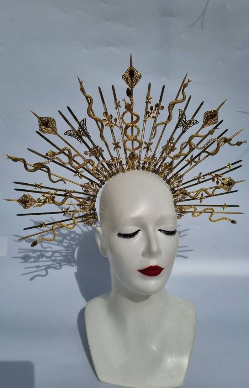 Gold Medusa Spiked Headdressgold Fairy Headpiece With - Etsy