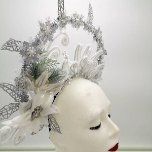 White Silver Snowflake Headpiece,snow Queen Headpiece,floral Snowflake ...