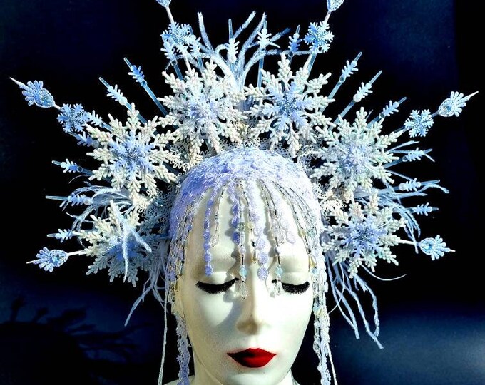 White Lace Snowflake,ice Crown,kokoshnik,snow Queen Twig Crown,ice,snow ...