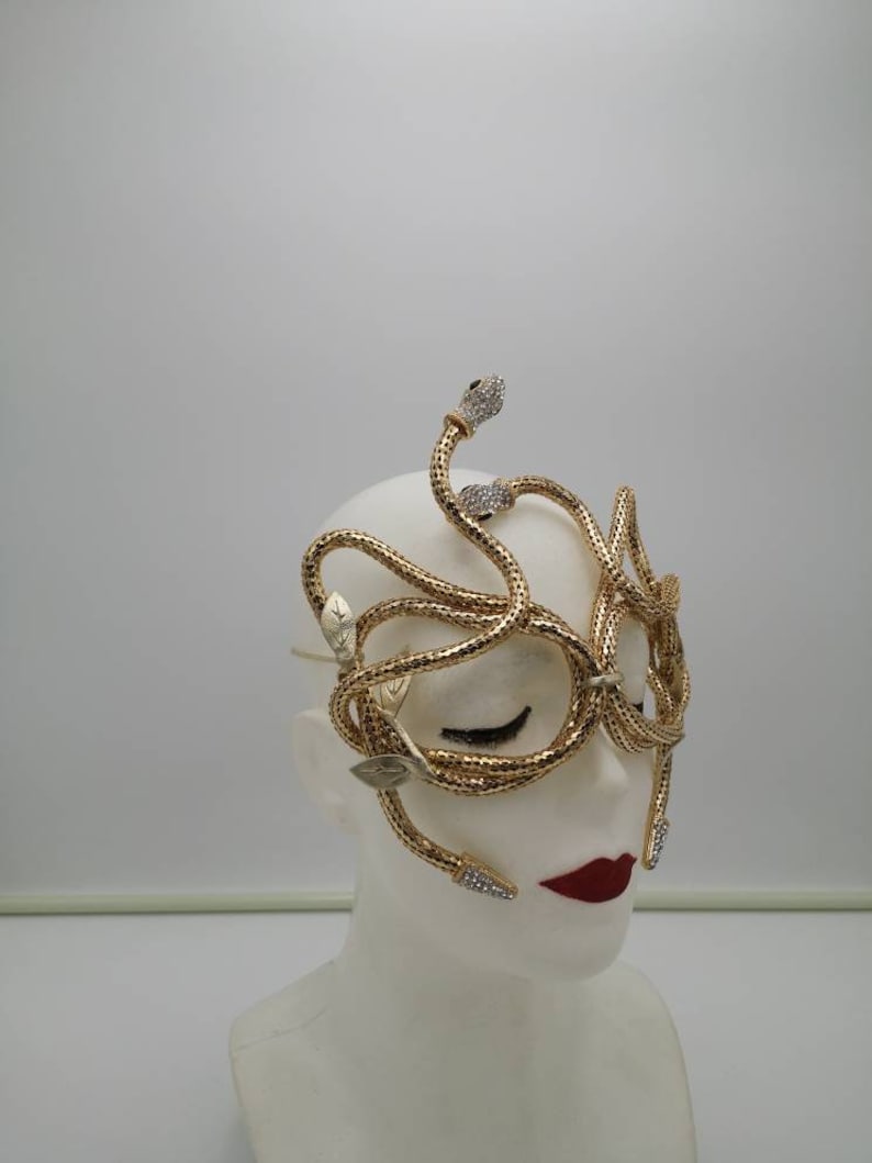 Gold Snake Maskmedusa Masquerade Maskfantasy Carnival | Etsy
