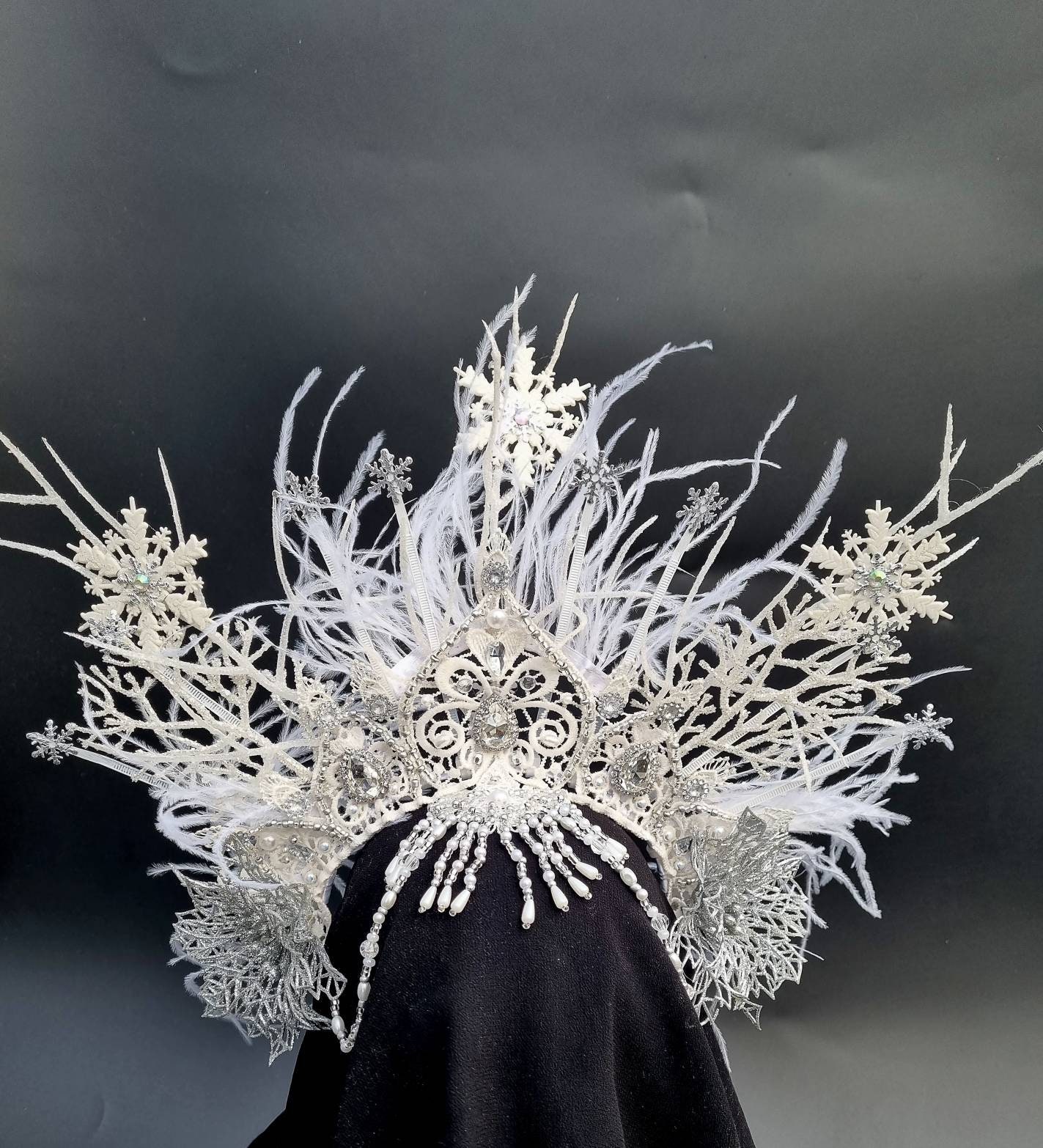 White Lace Snowflakeice Crownkokoshniksnow Queen Twig - Etsy