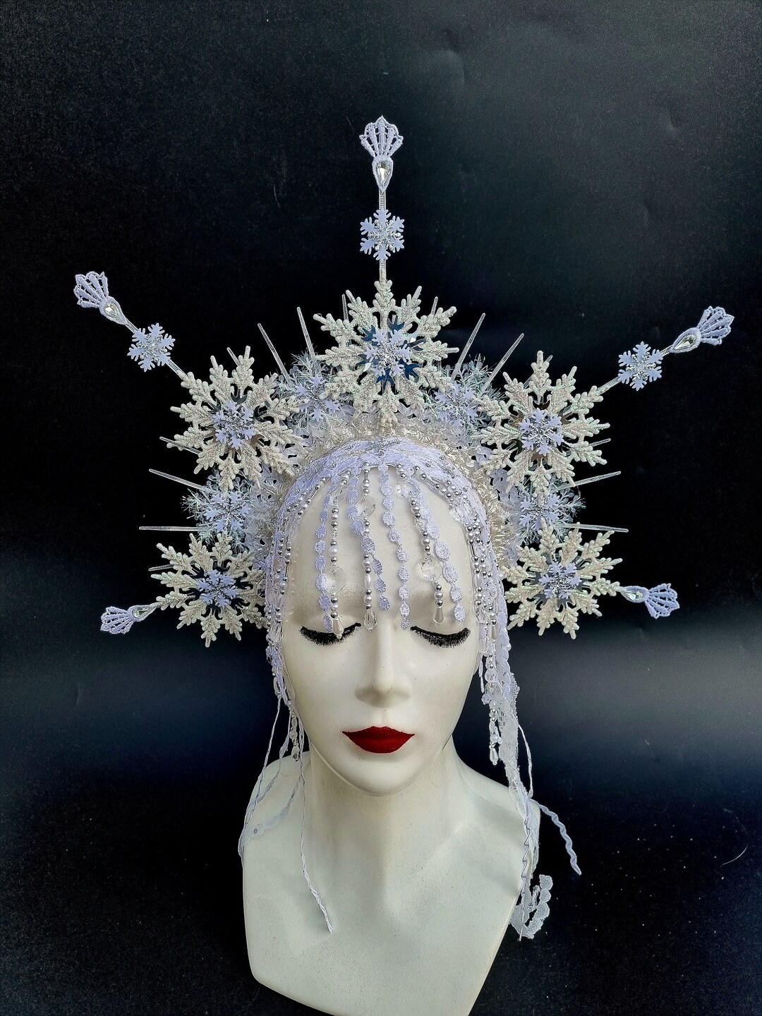 Christmas Crown,white Lace Snowflake Crown,kokoshnik,snow Queen,snow ...