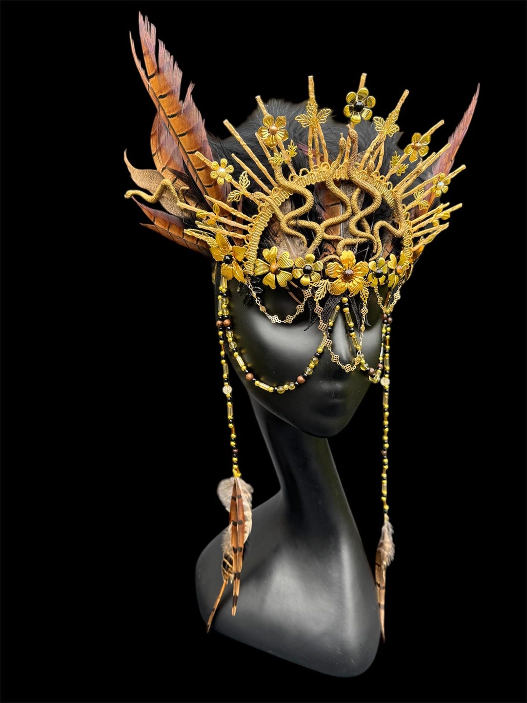Gold, Brown, Black Phoenix Bird, Valkyrie, Gorgon, Amazon Goddess ...