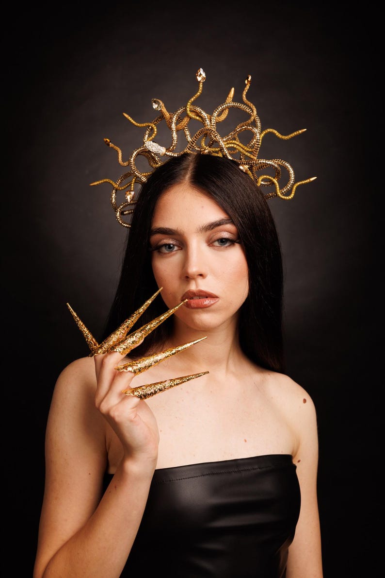 Gold Medusa Snake Headdress,fantasy Headdress,gorgon Headpiece,gold ...