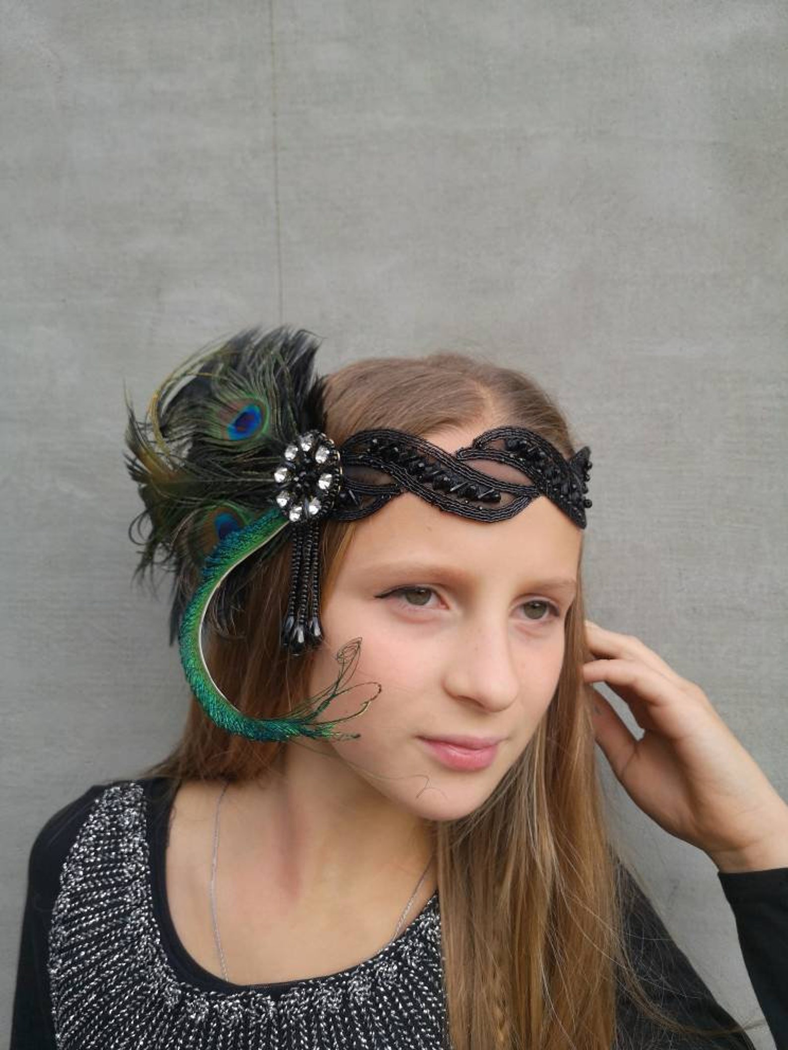 Peacock Getsby Headbandbeaded Getsby - Etsy