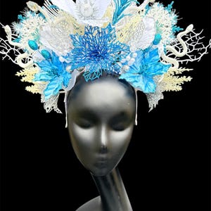 White,silver,blue Snow Queen Crown,blue Poinsettia Snakes Crown,ice ...
