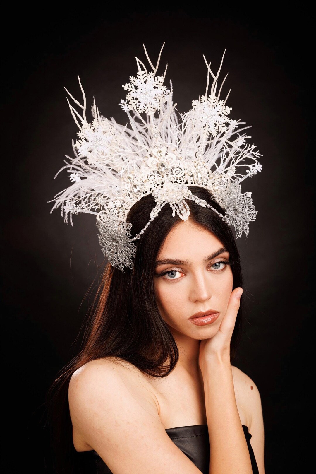 White Lace Snowflake,ice Crown,kokoshnik,snow Queen Twig Crown,ice,snow ...