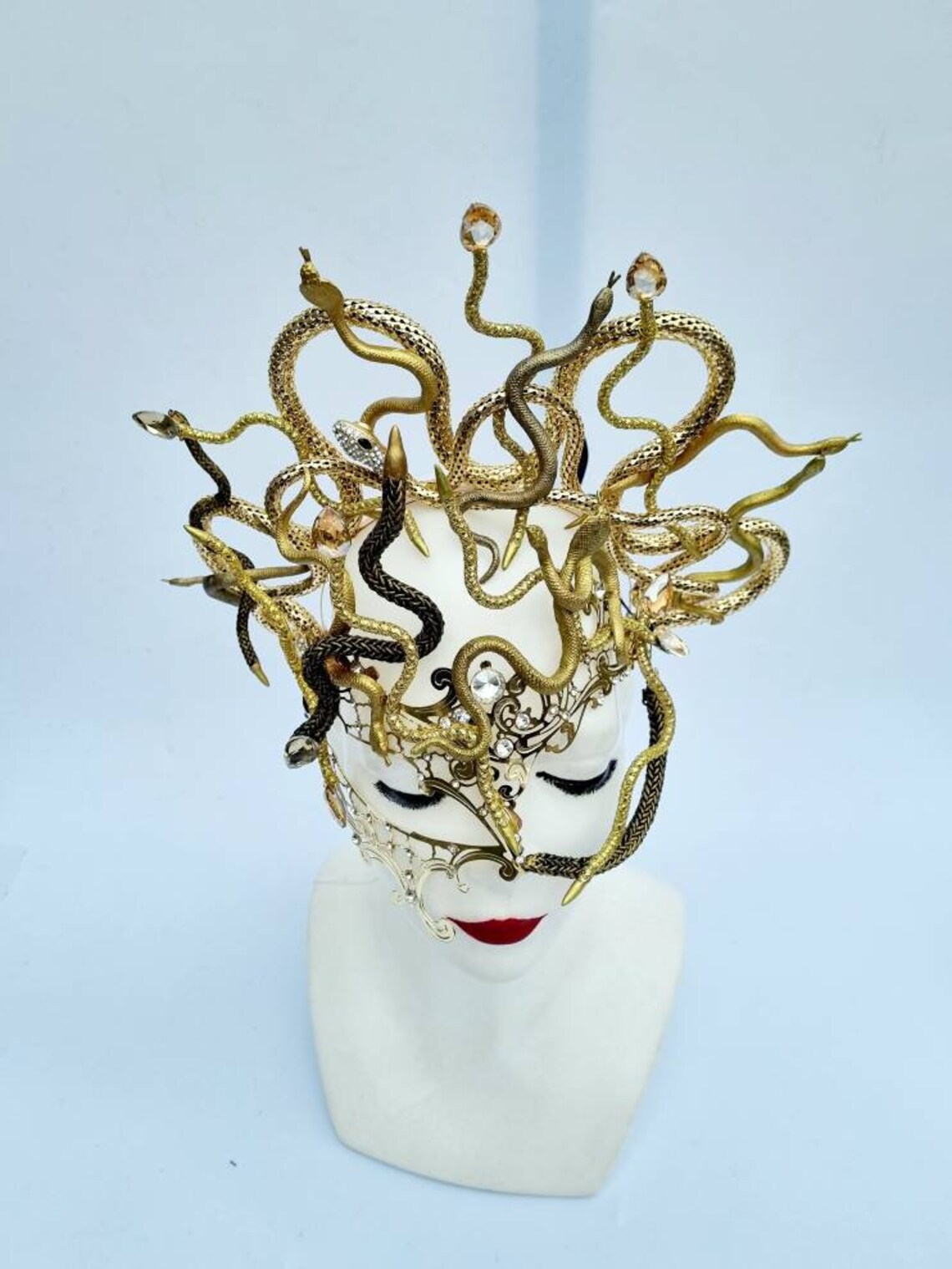 Gold Snake Mask With Crownmedusa Masquerade Mask With - Etsy