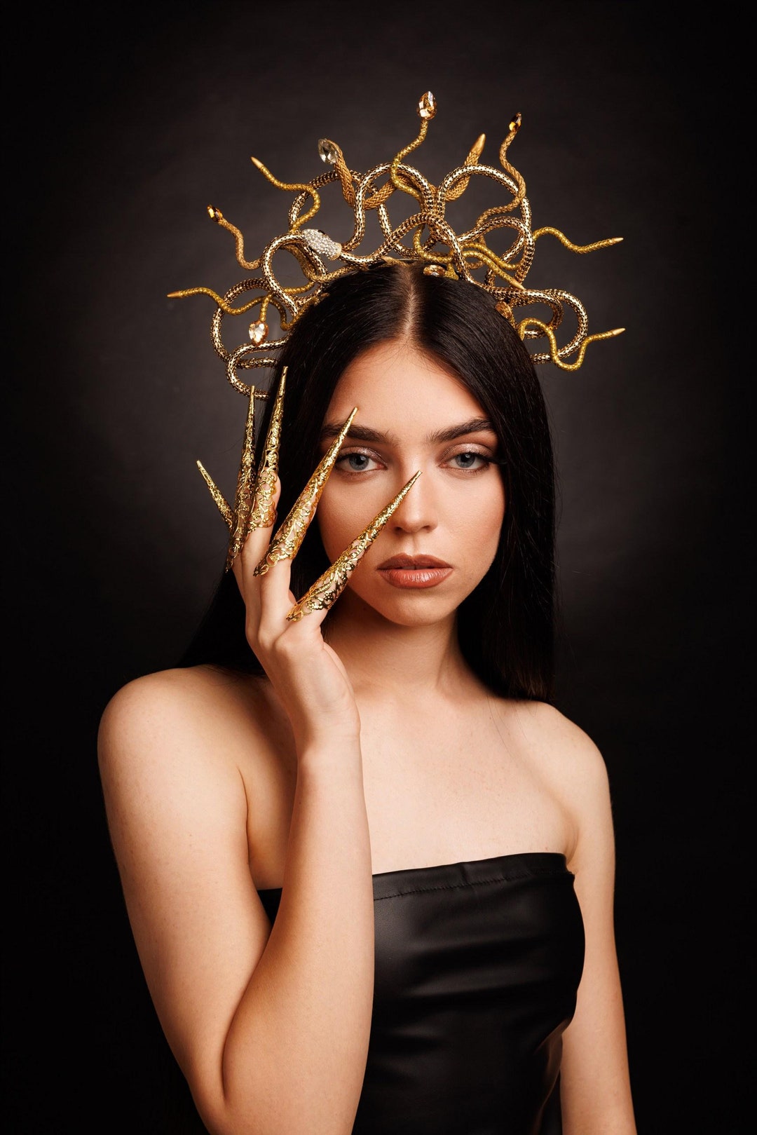 Gold Medusa Snake Headdress,fantasy Headdress,gorgon Headpiece,gold ...
