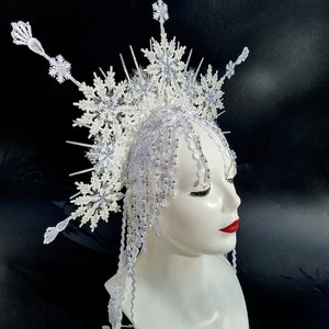 Christmas Crown,white Lace Snowflake Crown,kokoshnik,snow Queen,snow ...