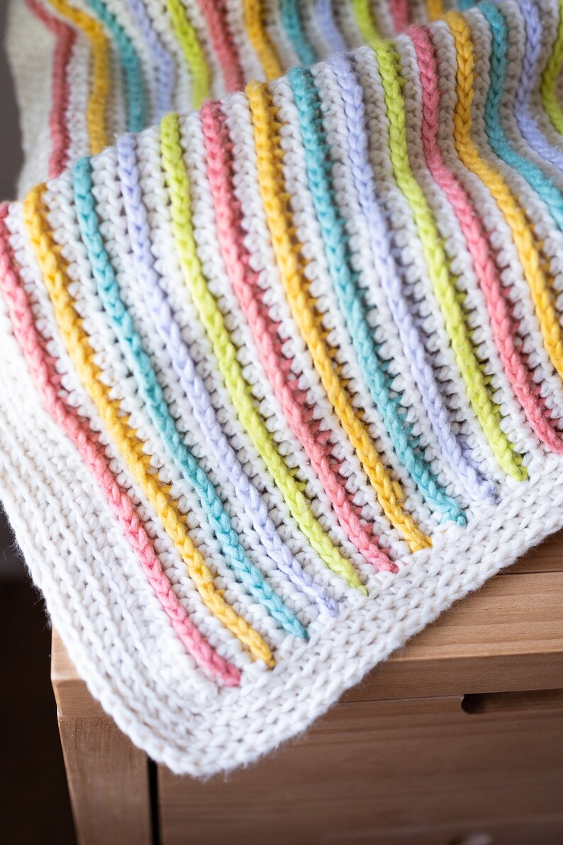 Crochet Pattern Rainbow Sherbet Blanket Striped Baby - Etsy