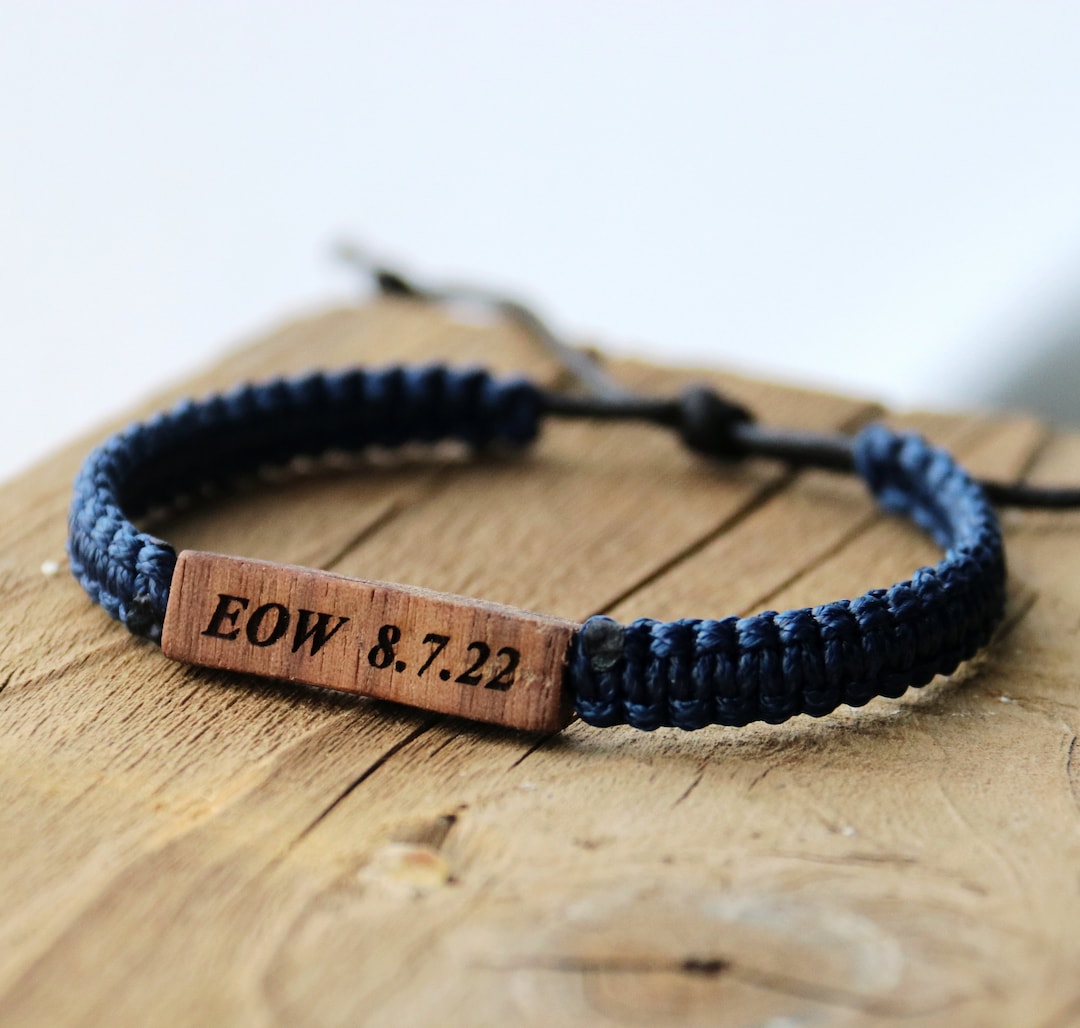 Personalized Walnut Wood Bracelet, Wood Bracelets Men, Woven Bracelets ...