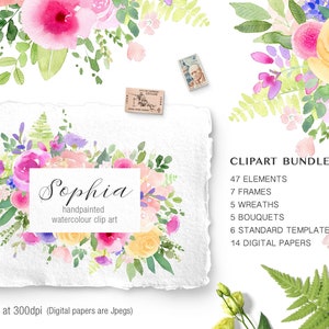 Spring Flowers Watercolor Clipart - Watercolour Clip Art Bundle, Floral ...