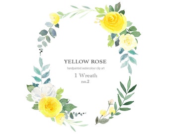 Yellow Floral Frame Watercolor Flowers Yellow Roses Clipart - Etsy