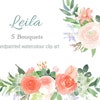Watercolor Flower Elements Clipart Navy Blue and Blush Roses Clipart ...