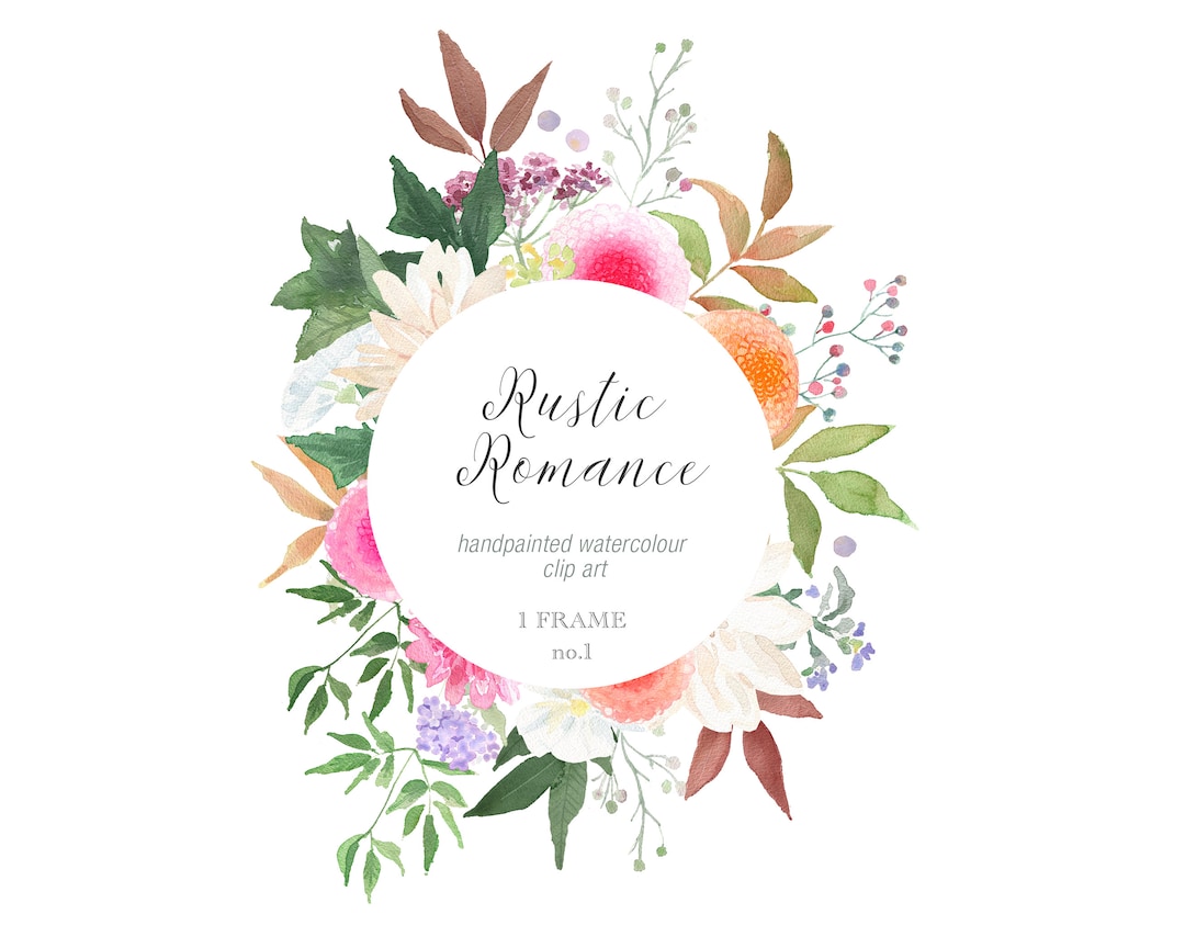 Watercolor Floral Frame Clipart, Rustic Flower Frame, Flowers Frame ...