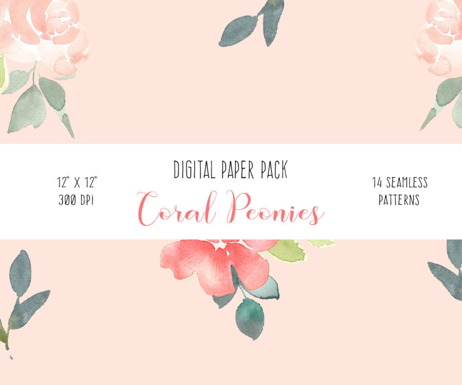 Peonies Digital Floral Paper Peony Flower Seamless Pattern - Etsy