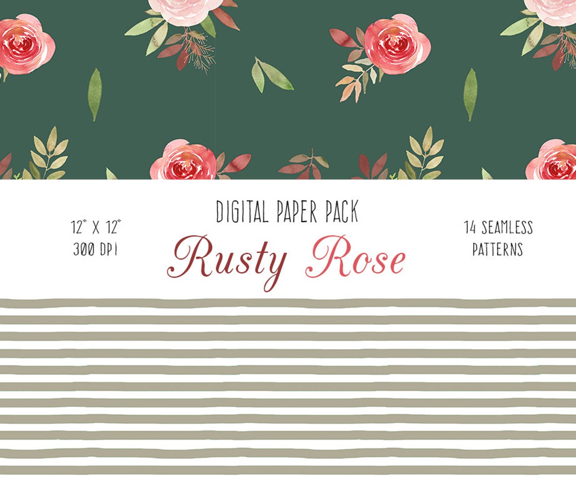 Digital Paper Watercolor flowers Repeat Floral Pattern | Etsy