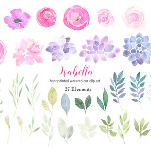 Watercolor Clipart Set - Spring Clipart Elements, Floral Clipart ...