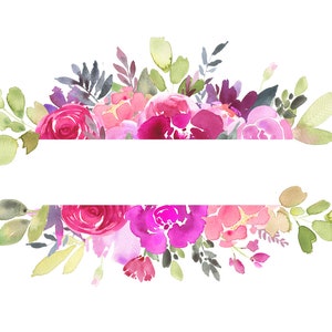 Pink Flower Watercolor Clipart Frames - Floral Clipart Borders ...