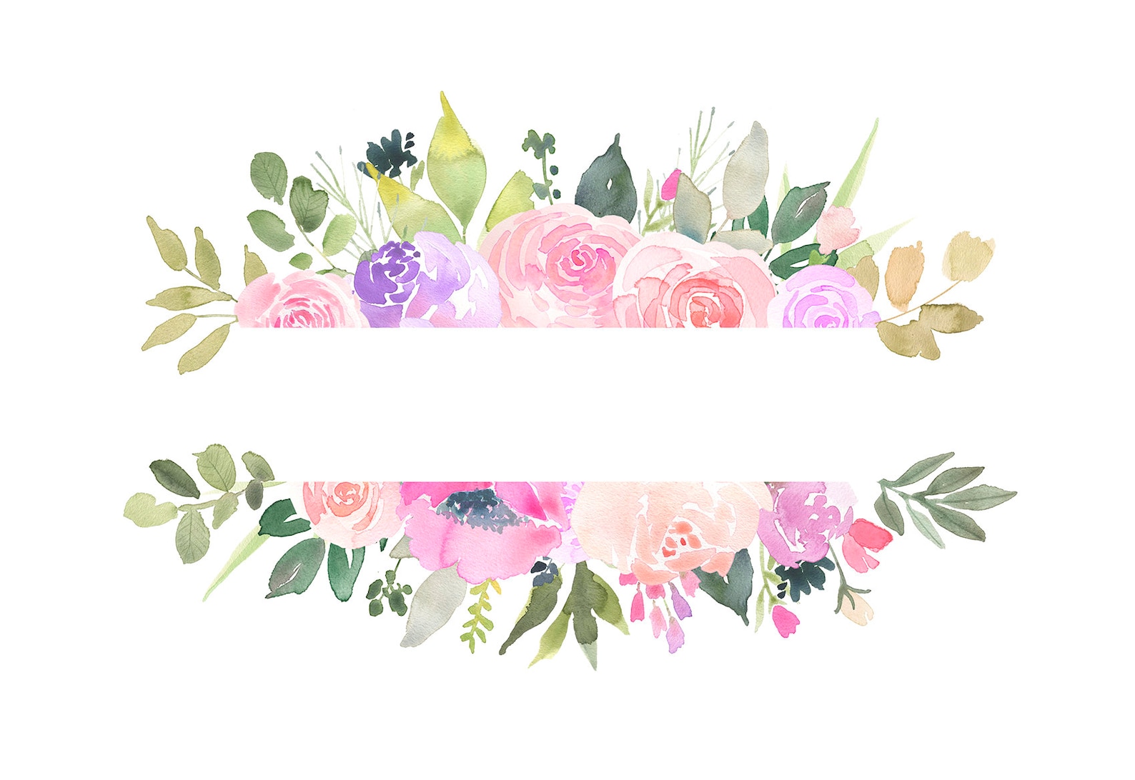 Floral Frame Clipart Watercolour Flower Clip Art Borders and | Etsy