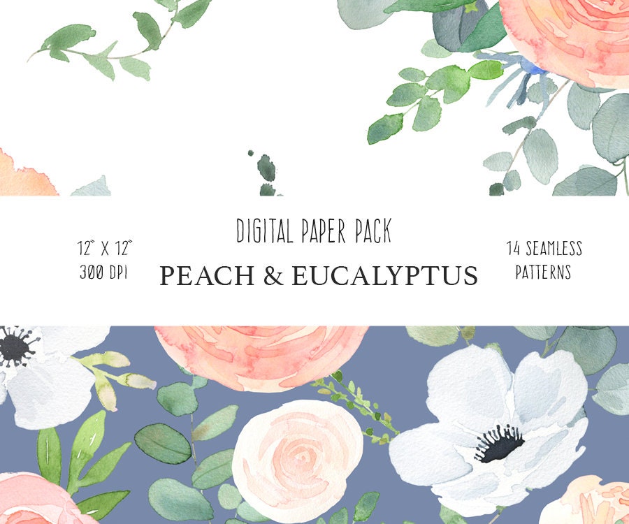 Floral Digital Paper Watercolor Floral Background Floral - Etsy