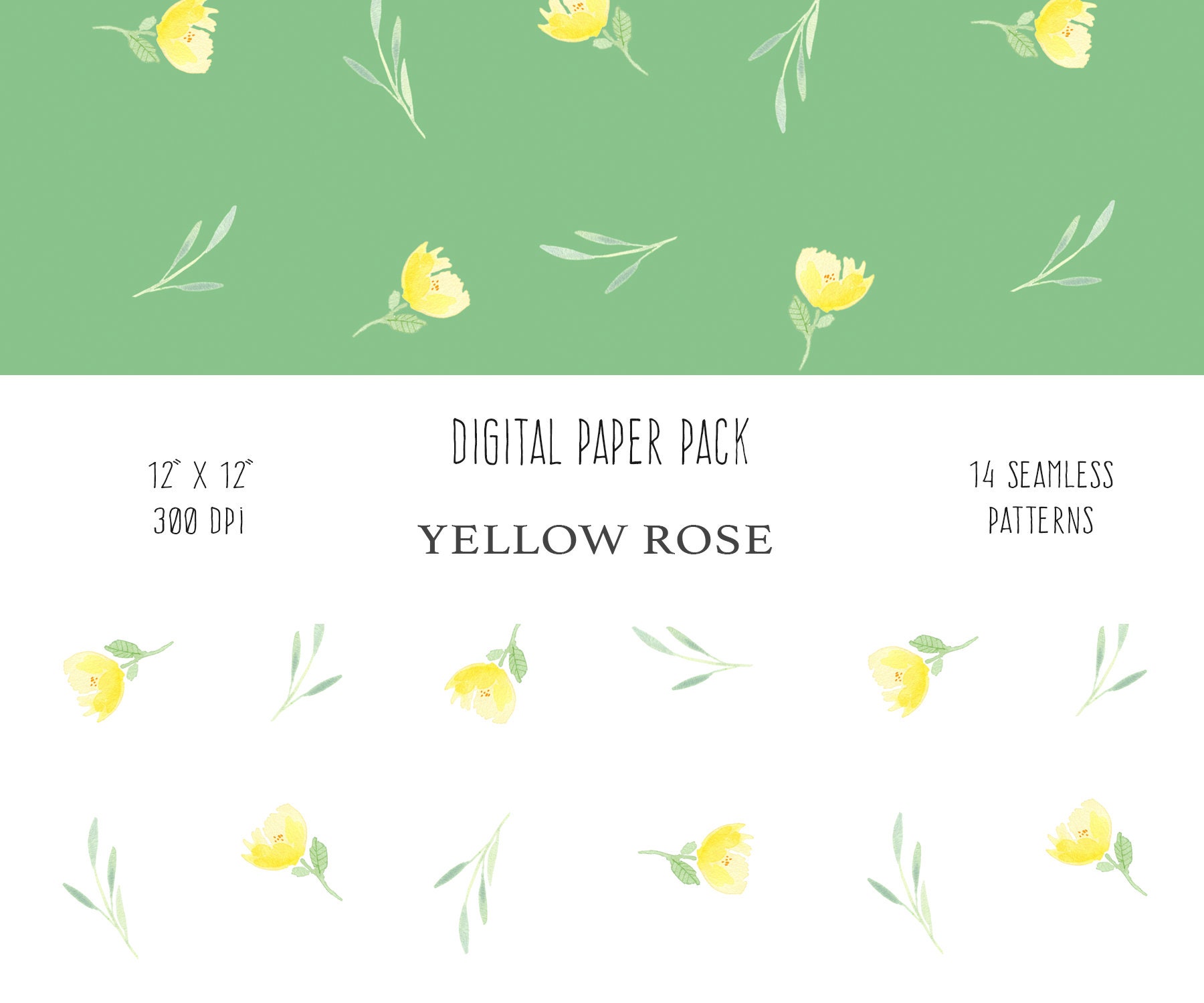 Digital Paper Floral Digital Paper Yellow Rose Repeat - Etsy