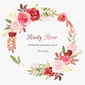 Hand Painted Floral Clipart - Rusty Roses, Autumn Flowers, Floral PNG ...