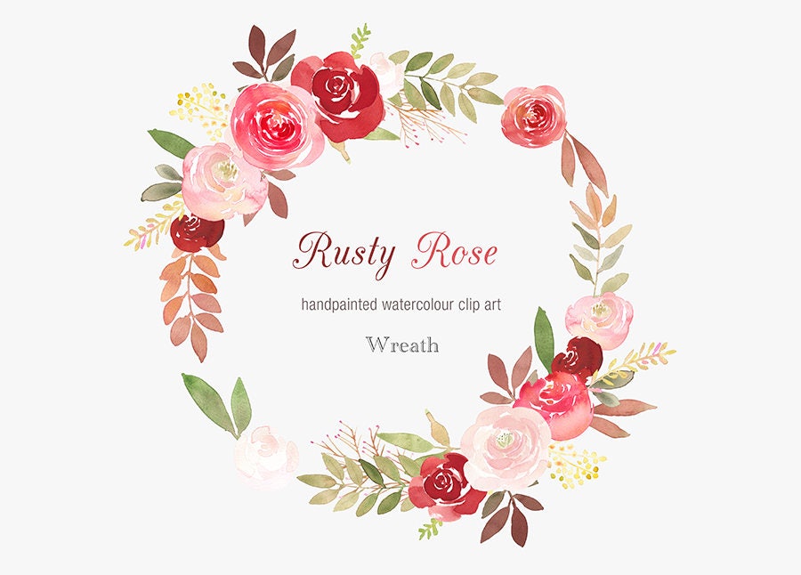 Hand Painted Floral Clipart - Rusty Roses, Autumn Flowers, Floral PNG ...