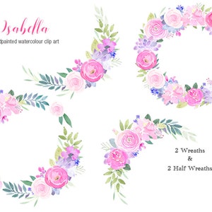 Pink and Purple Floral Clipart Pack, Clipart Bundle, Summer Floral ...