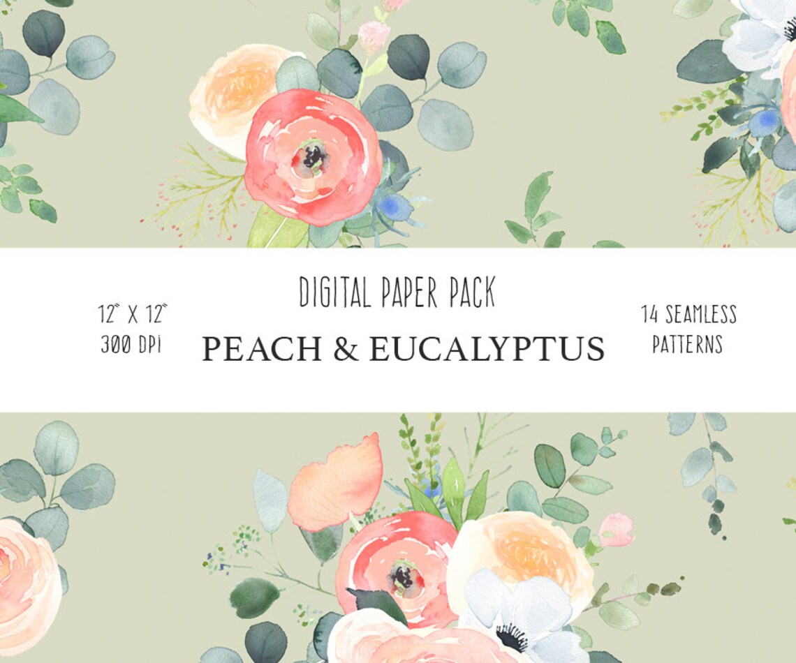 Floral Digital Paper Watercolor Floral Background Floral - Etsy