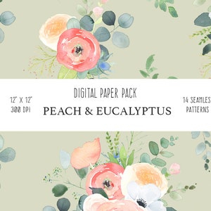 Floral Digital Paper, Watercolor Floral Background, Floral Scrapbooking ...
