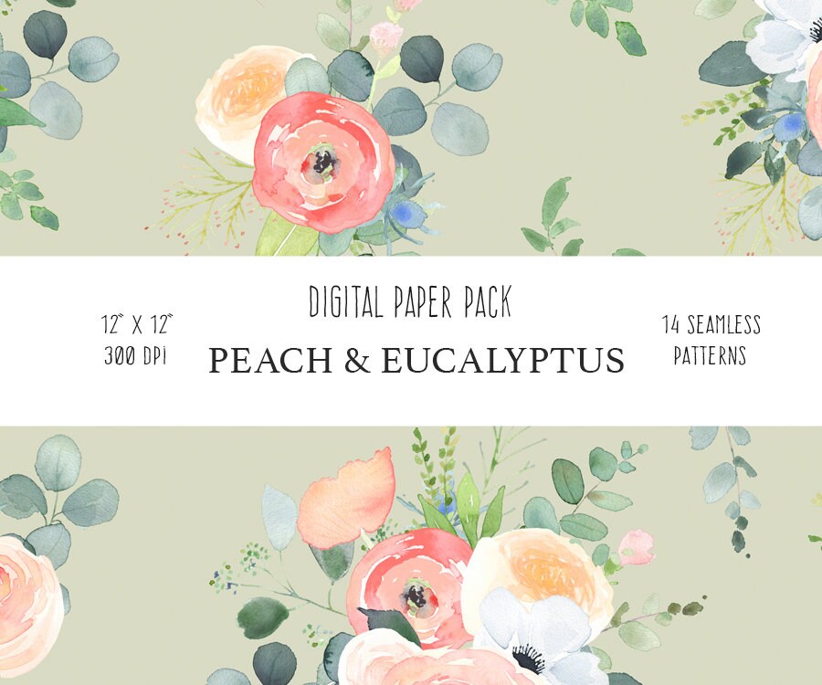 Floral Digital Paper Watercolor Floral Background Floral - Etsy