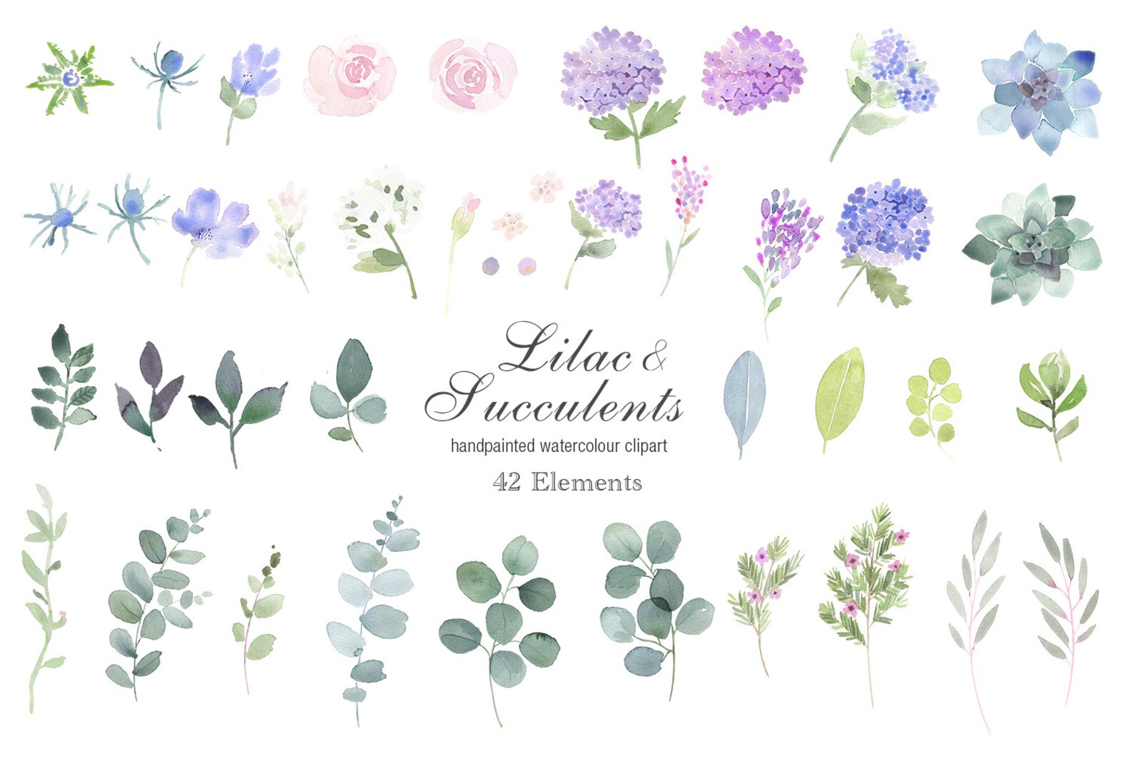 Watercolour Flower Clipart Elements and Floral Drop Clip Art - Etsy
