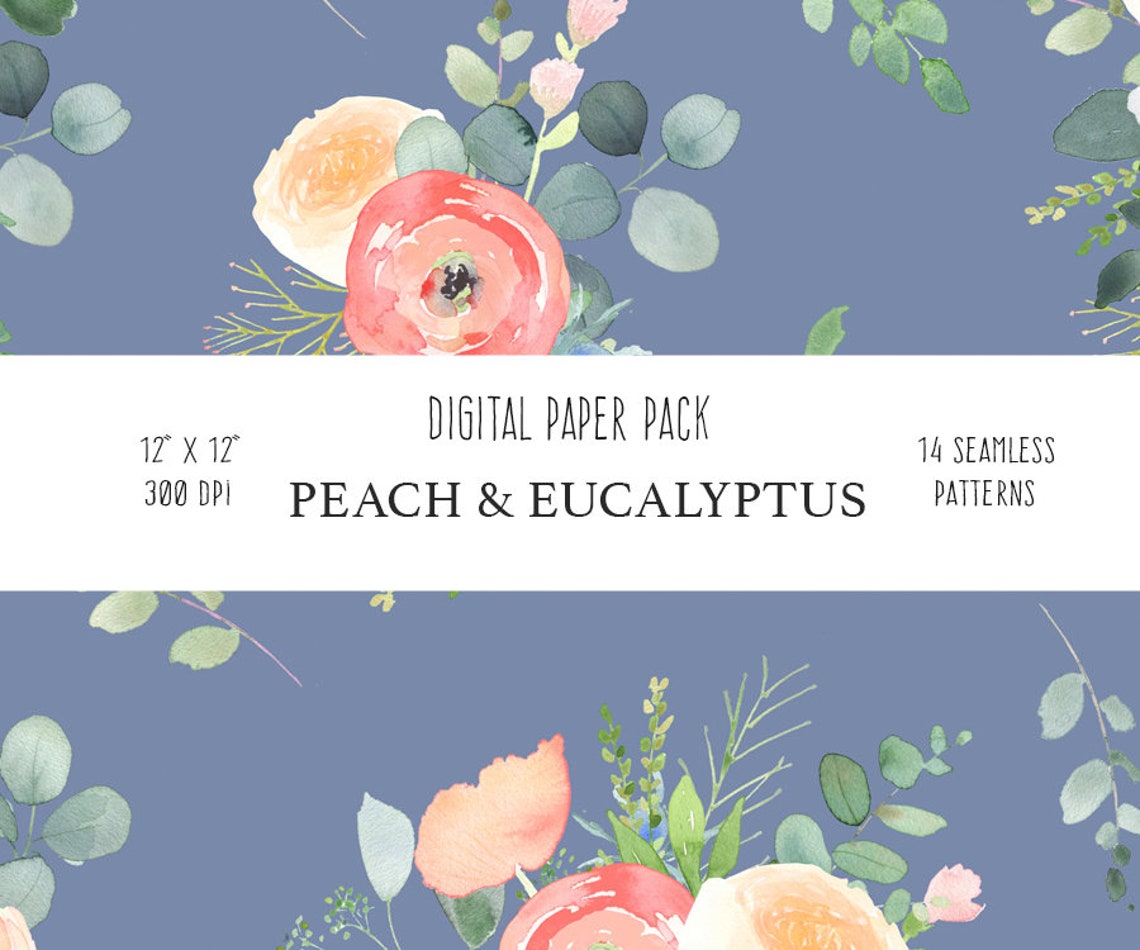 Floral Digital Paper Watercolor Floral Background Floral - Etsy