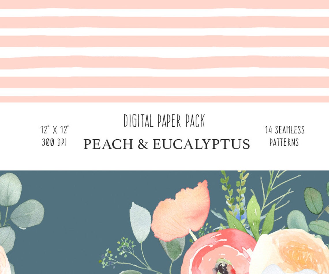 Floral Digital Paper Watercolor Floral Background Floral - Etsy