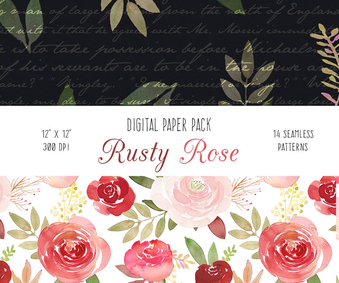 Digital Paper Watercolor flowers Repeat Floral Pattern | Etsy