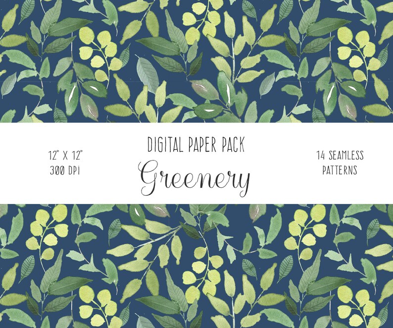 Greenery Digital Paper Pack Green Leaves Seamless Patterns - Etsy UK