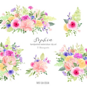 Spring Flowers Watercolor Clipart - Watercolour Clip Art Bundle, Floral ...