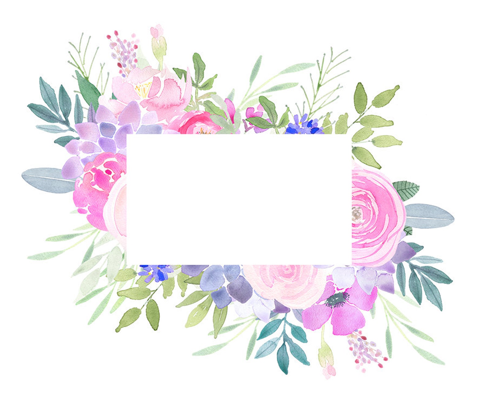 Watercolor Floral Clipart Flower Frame Clip Art Succulents - Etsy