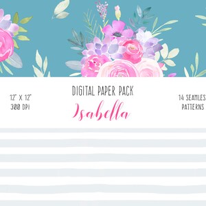 Watercolor Floral Digital Paper Pack - Decoupage Paper, Roses Repeat ...