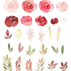 Hand Painted Floral Clipart - Rusty Roses, Autumn Flowers, Floral PNG ...