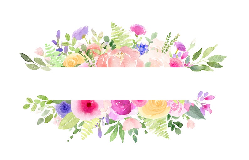 Easter Flower Clipart Frames floral frame PNG Pink Blue and | Etsy